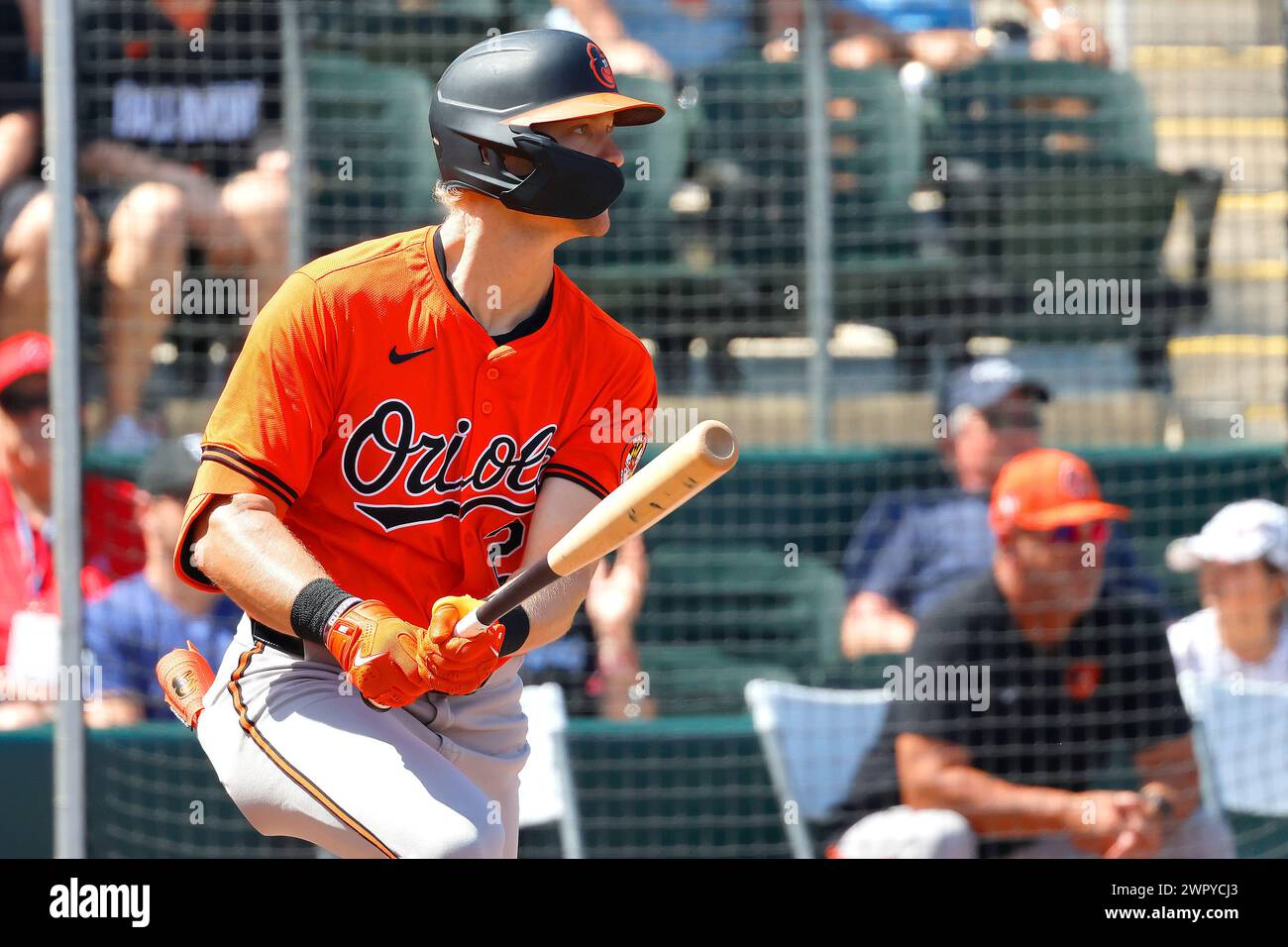 NORTH PORT, FL - MARCH 09: 28 Baltimore Orioles left fielder Kyle ...