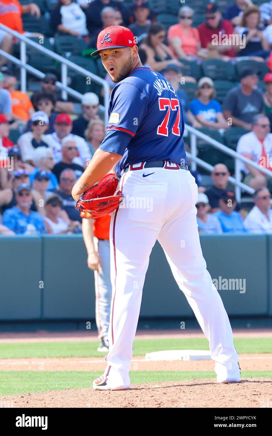 NORTH PORT, FL - MARCH 09: Atlanta Braves relief pitcher Joe Jimenez ...