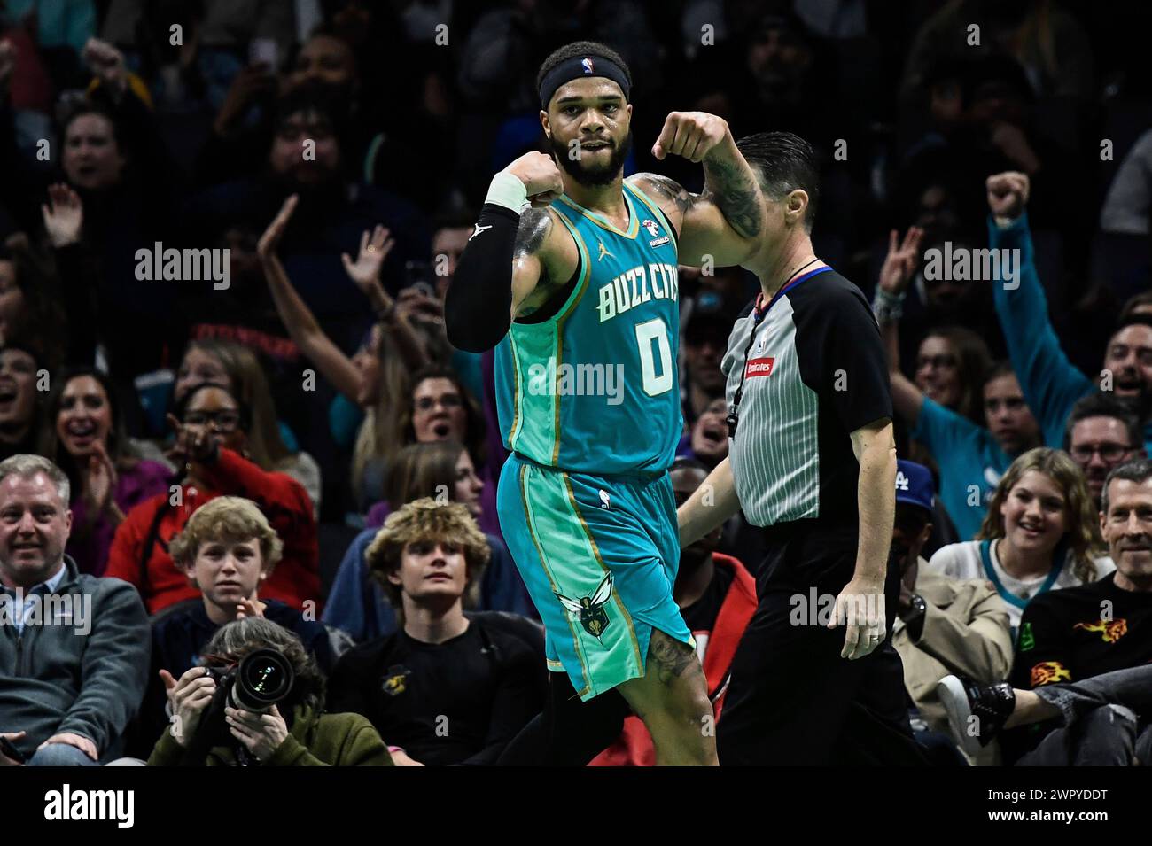 Charlotte Hornets forward Miles Bridges (0) gestures during the second ...
