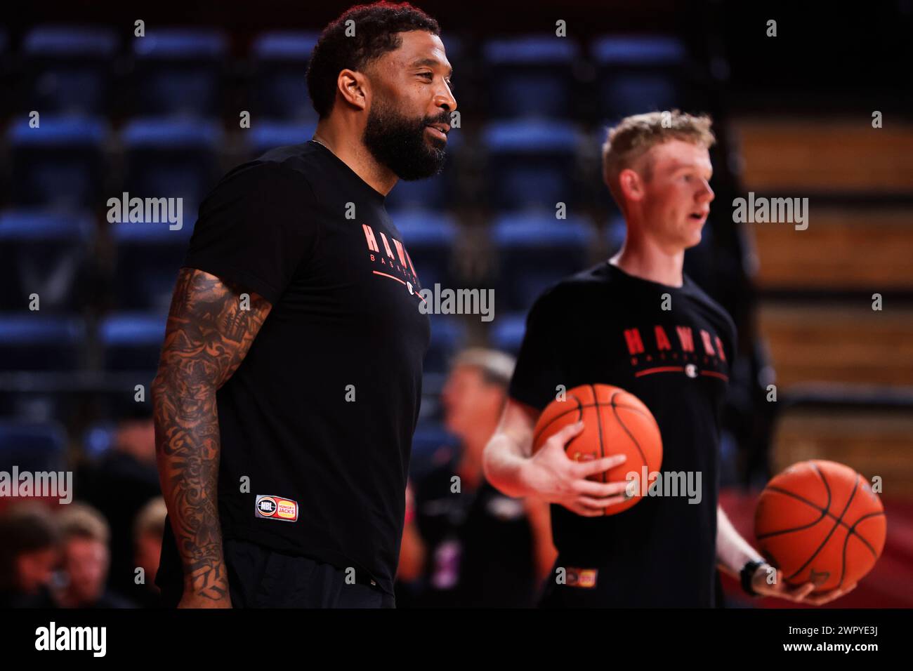 Wollongong, Australia. 10th Mar, 2024. Hawks head coach Justin Tatum ...