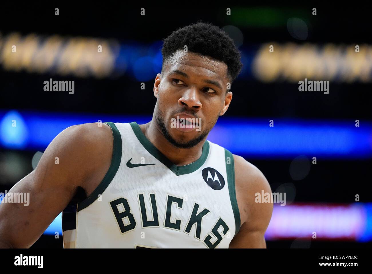 Milwaukee Bucks forward Giannis Antetokounmpo (34) stands on the court ...