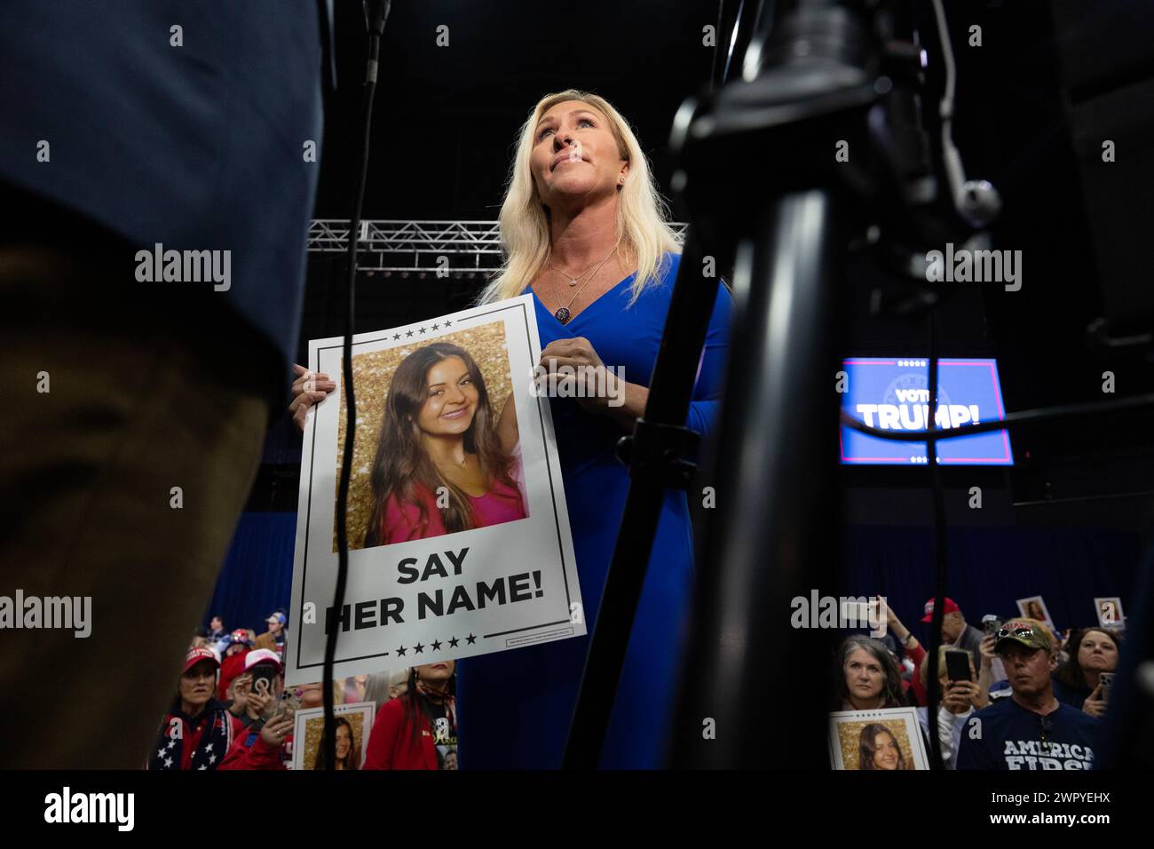 Rome, Georgia, USA. 9th Mar, 2024. Rep. Marjorie Taylor Green holds ...