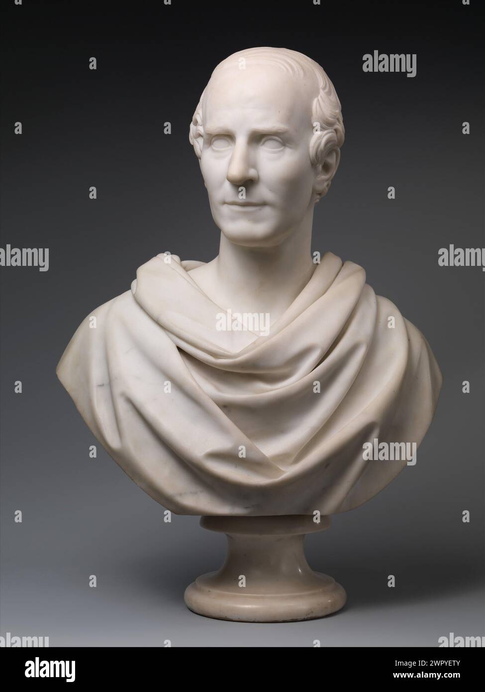 Marble bust of American artist Thomas Cole (1841-1848), founder of the ...