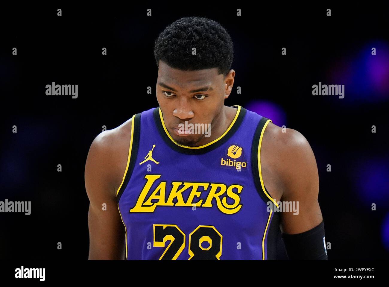 Los Angeles Lakers forward Rui Hachimura walks on the court during the ...