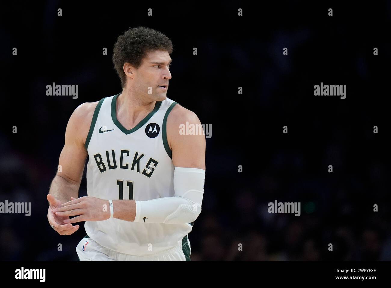 Milwaukee Bucks center Brook Lopez (11) walks on the court during the ...