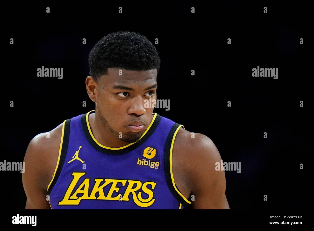 Los Angeles Lakers forward Rui Hachimura walks on the court during the ...