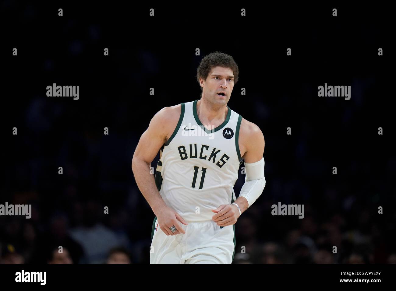 Milwaukee Bucks center Brook Lopez (11) walks on the court during the ...