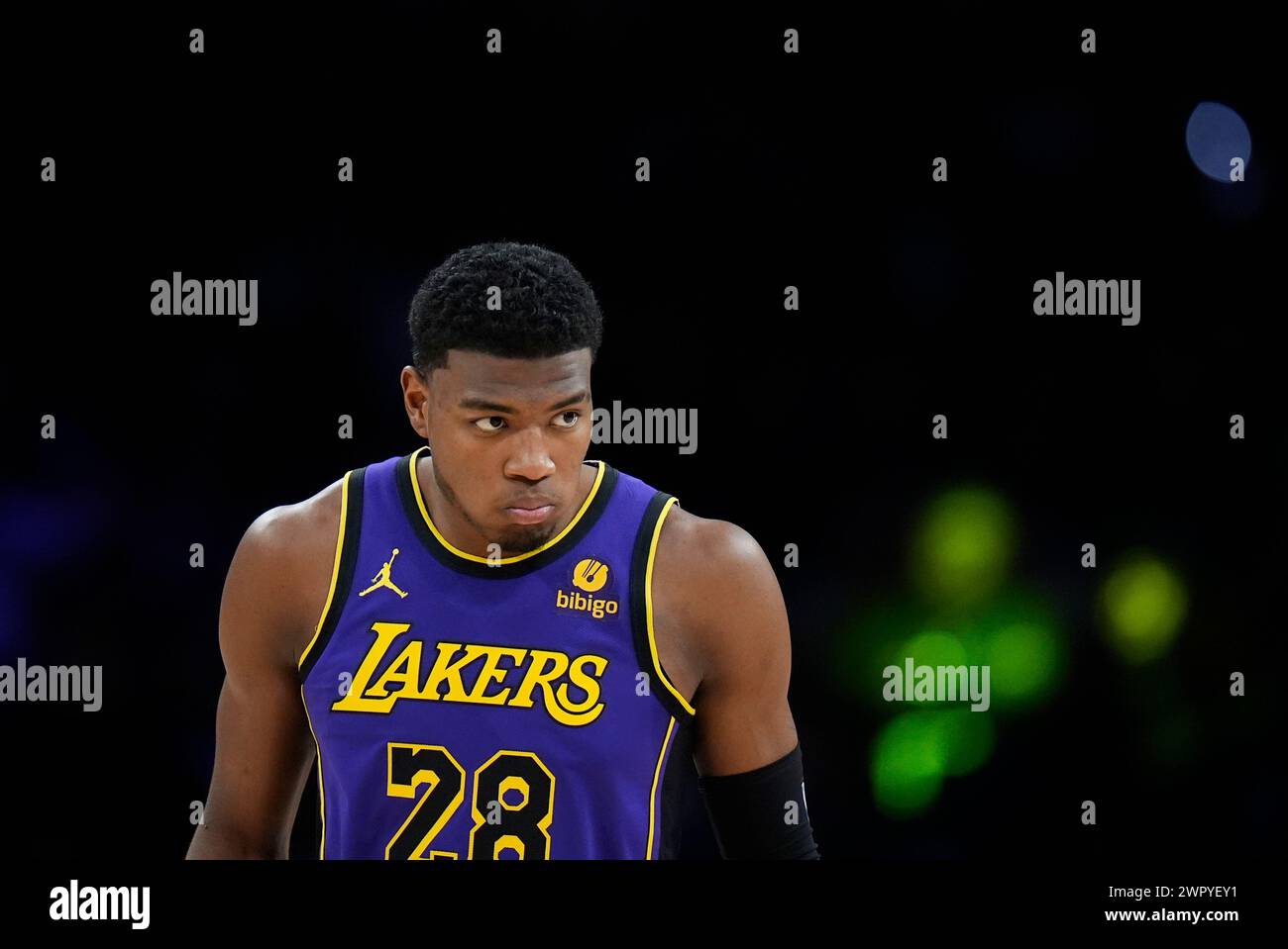 Los Angeles Lakers forward Rui Hachimura walks on the court during the ...