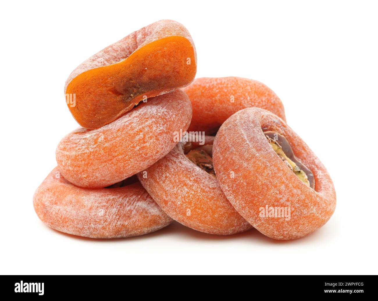 dried persimmon on white background Stock Photo - Alamy
