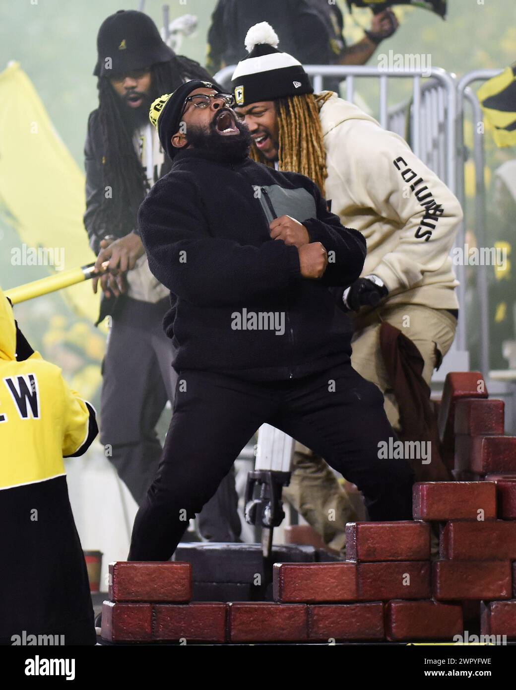 Columbus, Ohio, USA. 9th Mar, 2024. Columbus Crew fans celebrate a goal ...