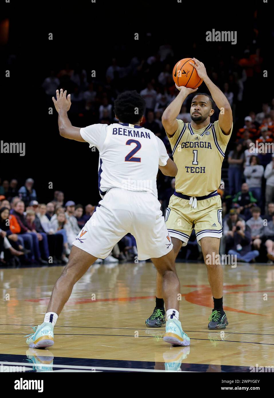 March 9, 2024: Georgia Tech Yellow Jackets Guard (1) Kyle Sturdivant is ...