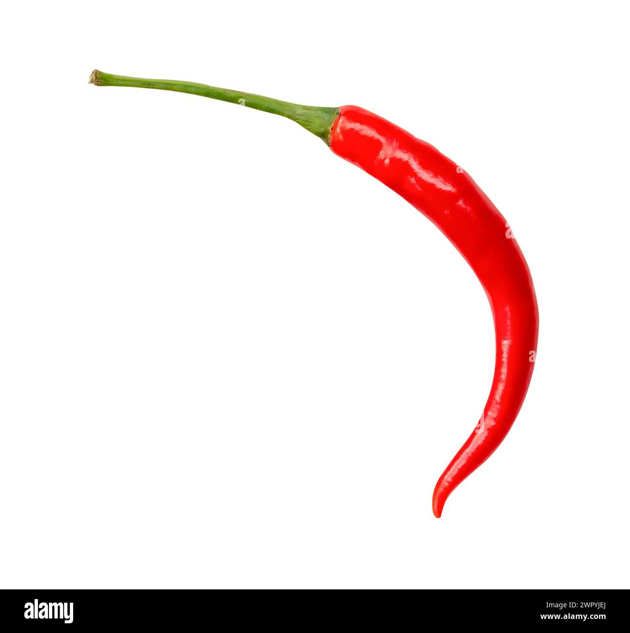 Top view of curved red chili pepper is isolated on white background ...
