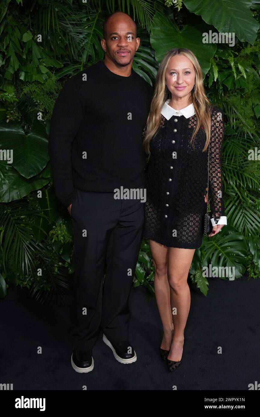 From left, Geoffrey Ogunlesi and Jennifer Meyer arrive at Chanel's 15th ...