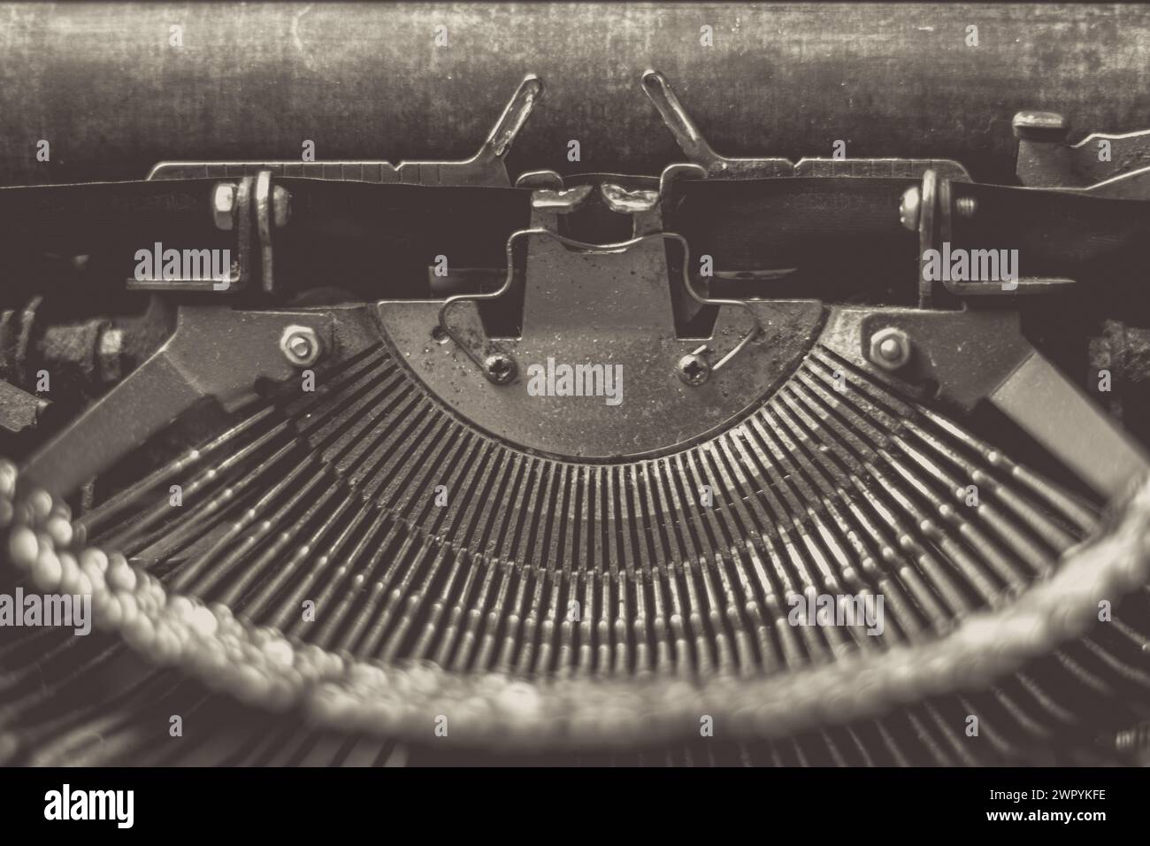 Close up of vintage typewriter letters and symbols. Antique Typewriter ...