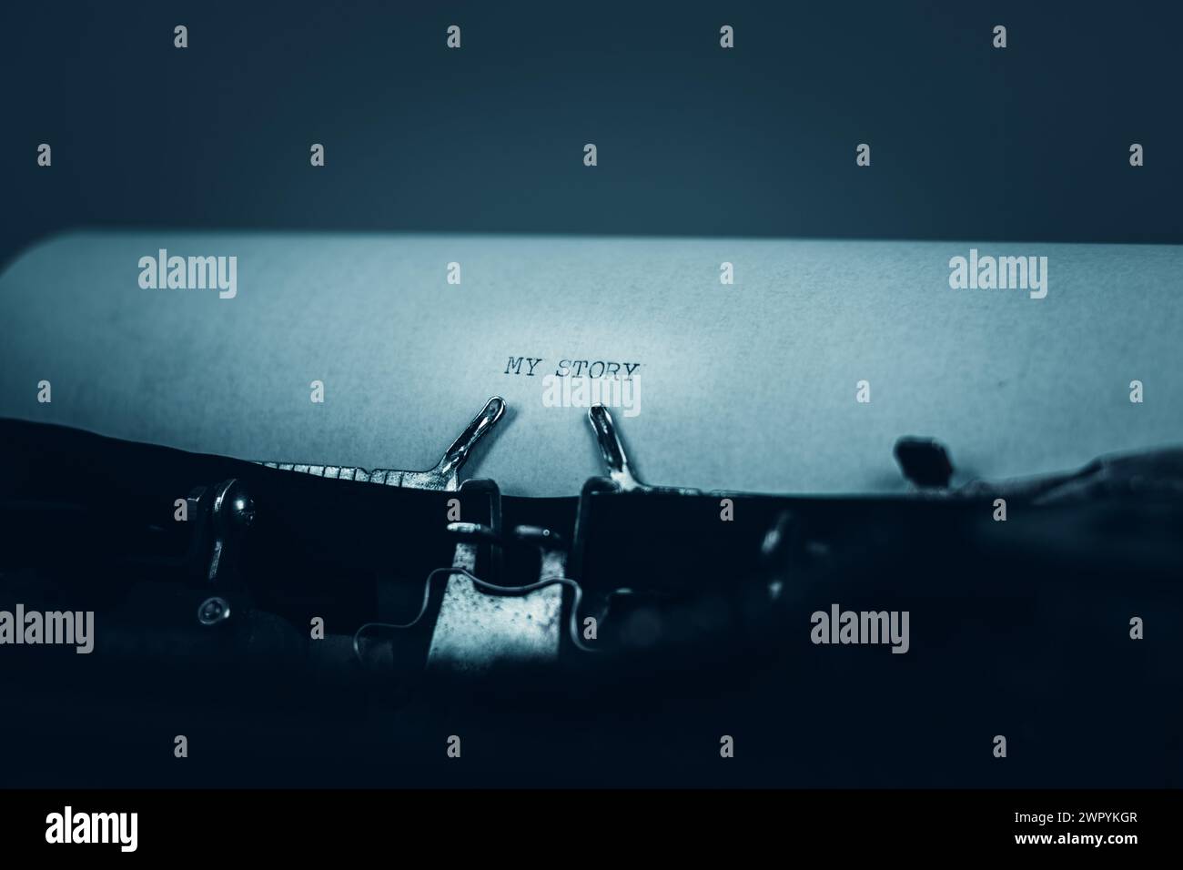 MY STORY typed words on a vintage typewriter. Close up. Antique ...