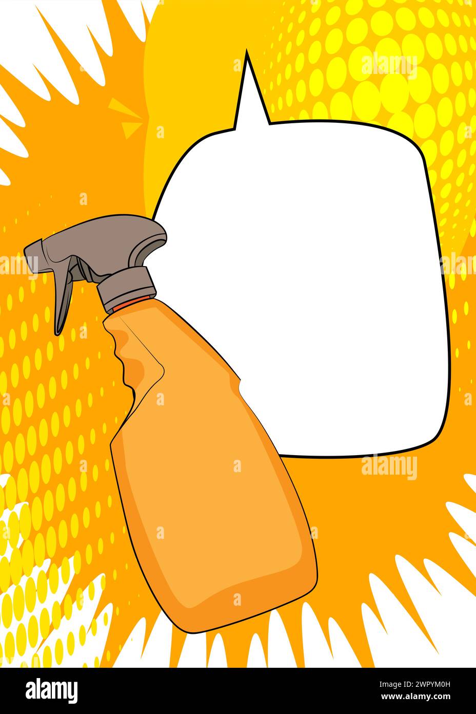 Cartoon Cleaning Product with blank speech bubble, comic book Window ...