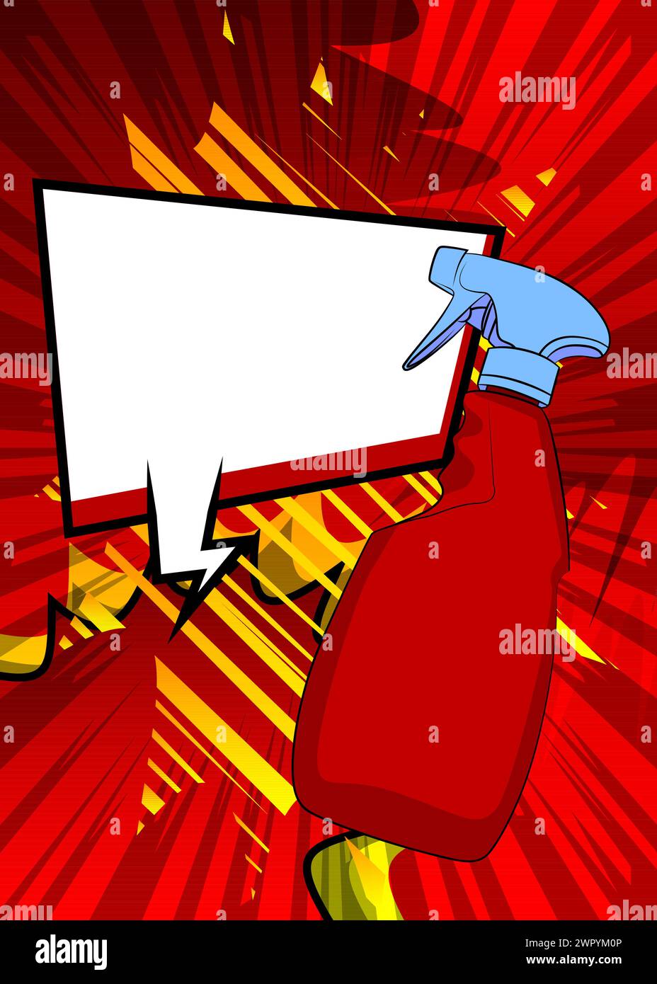 Cartoon Cleaning Product with blank speech bubble, comic book Window ...