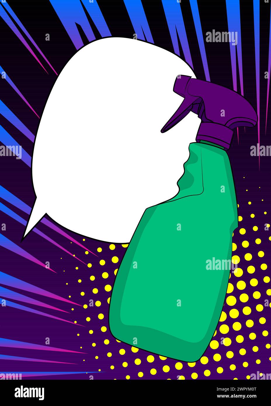 Cartoon Cleaning Product with blank speech bubble, comic book Window ...