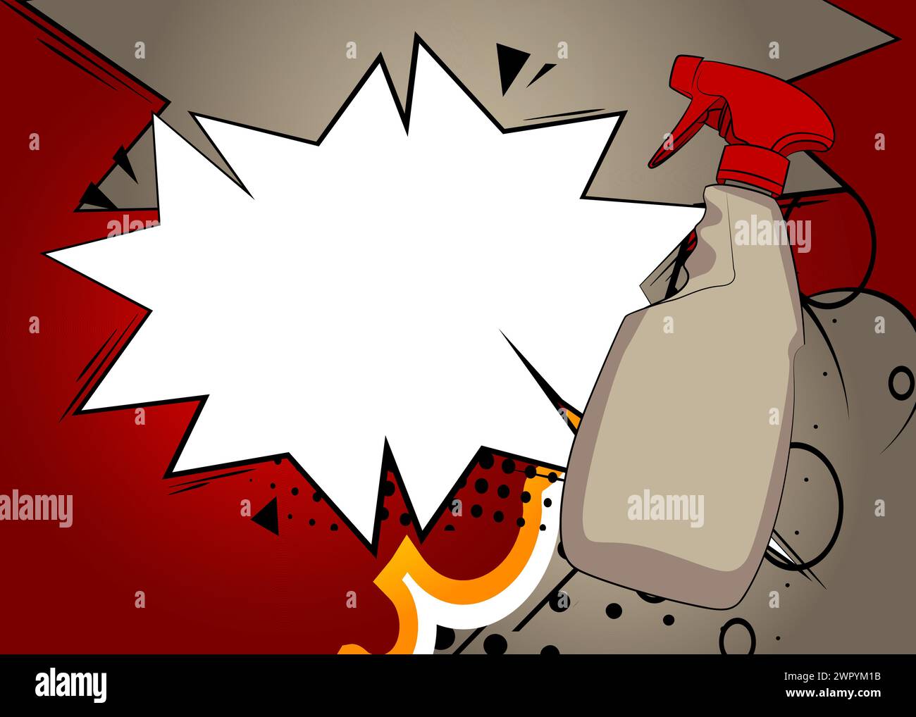 Cartoon Cleaning Product with blank speech bubble, comic book Window ...