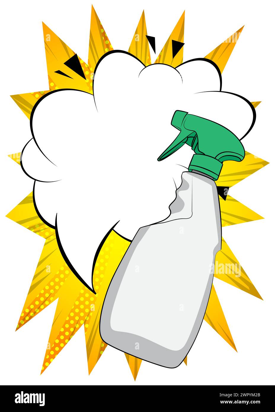 Cartoon Cleaning Product with blank speech bubble, comic book Window ...