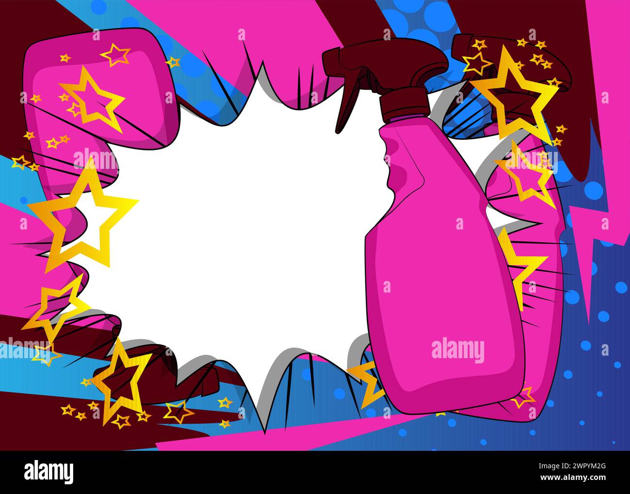 Cartoon Cleaning Product with blank speech bubble, comic book Window ...