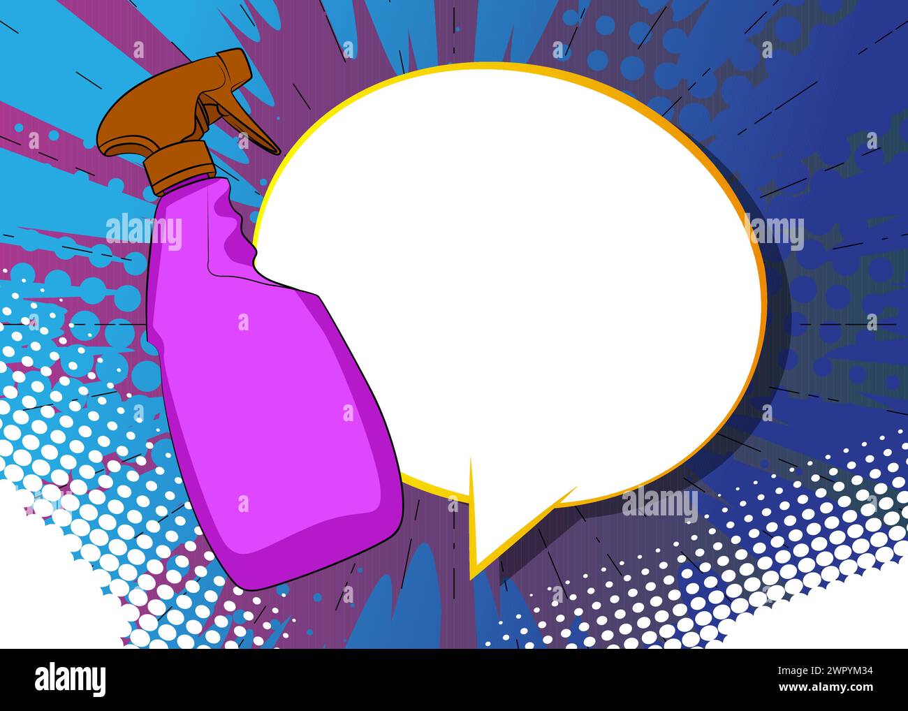 Cartoon Cleaning Product with blank speech bubble, comic book Window ...