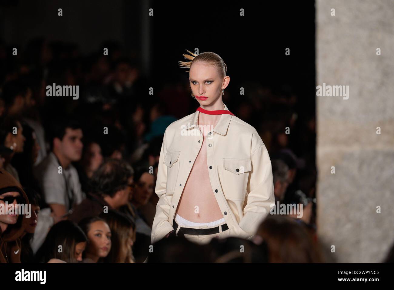 Lisbon, Portugal. 09th Mar, 2024. A model walks the runway during the ...