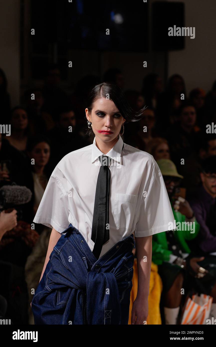 Lisbon, Portugal. 09th Mar, 2024. A model walks the runway during the ...