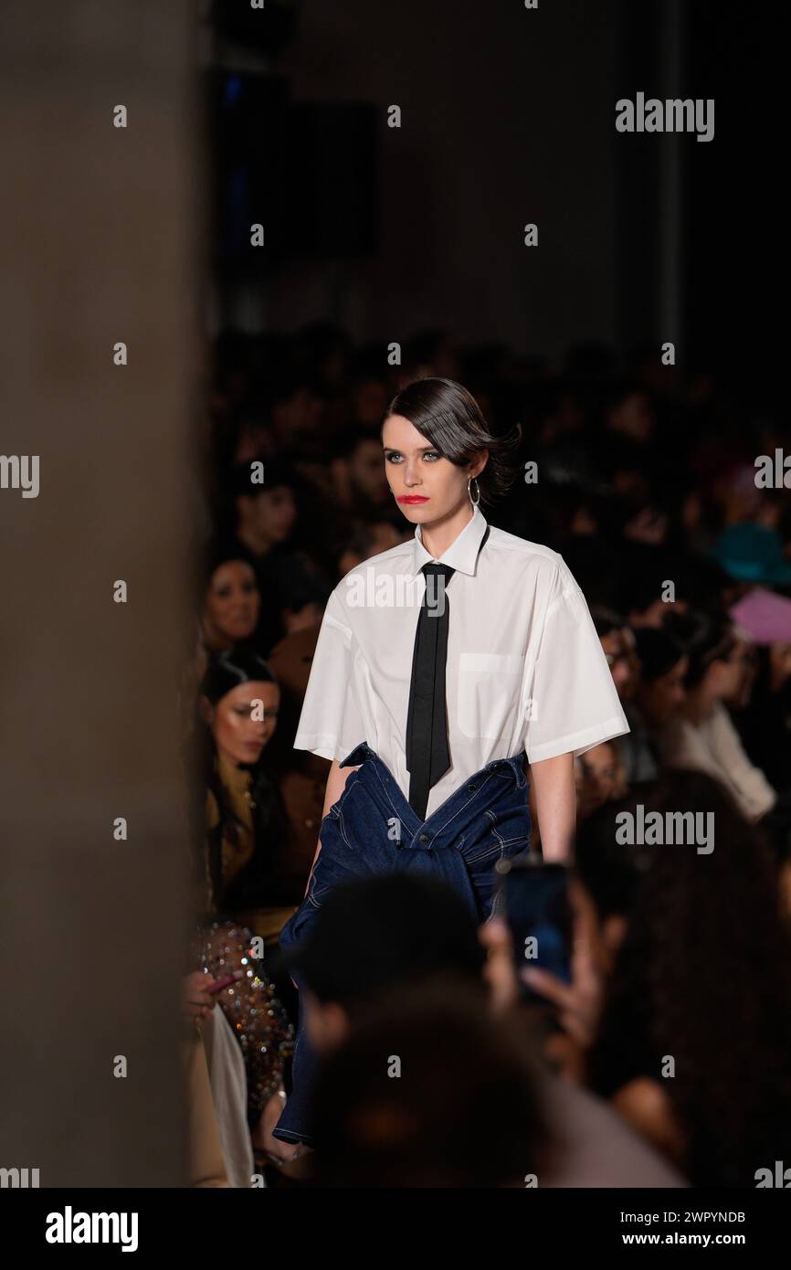 Lisbon, Portugal. 09th Mar, 2024. A model walks the runway during the ...
