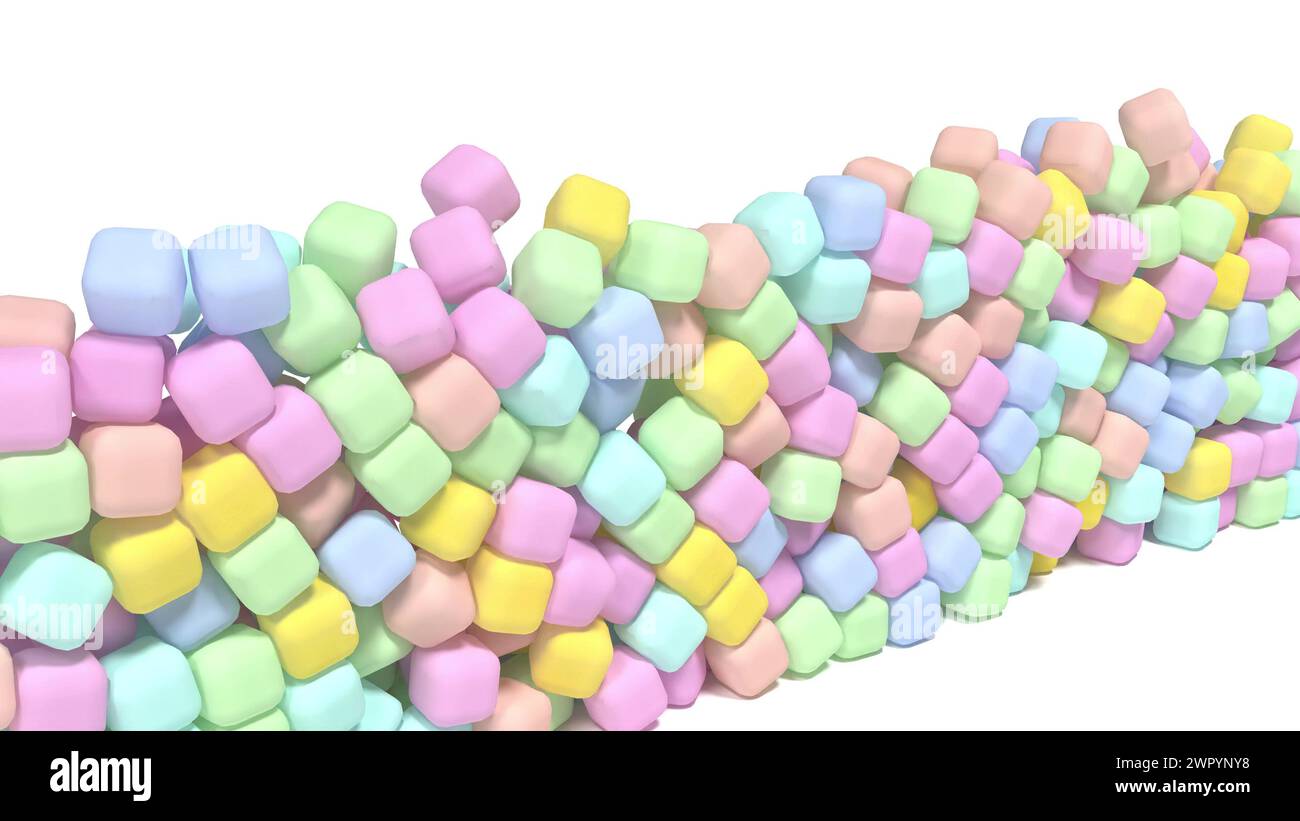 Soft color sweets candy confection falls on white surface 3d render ...