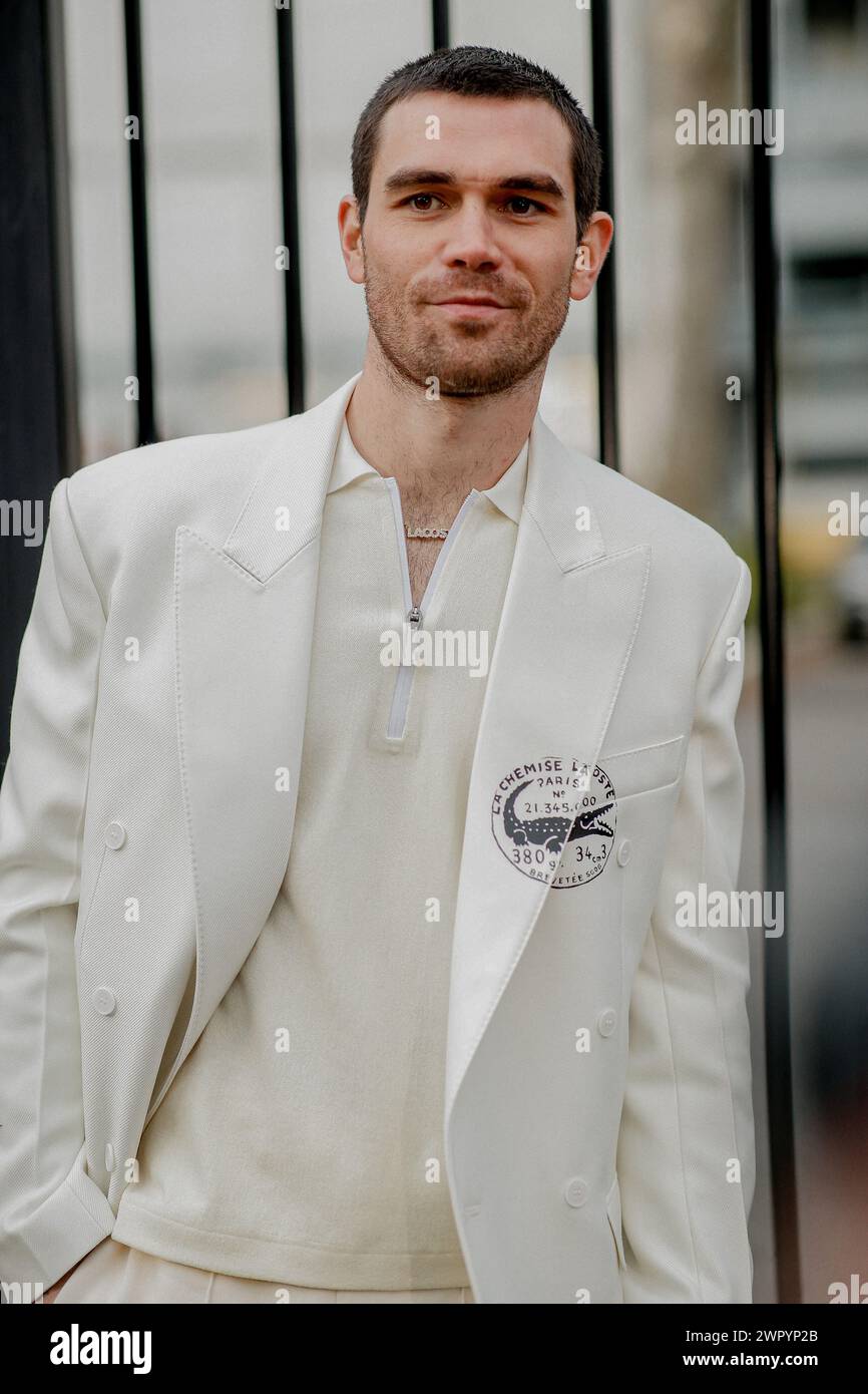 Paris, France. 05th Mar, 2024. Street style, KJ Apa arriving at Lacoste Fall-Winter 2024-2025 ...