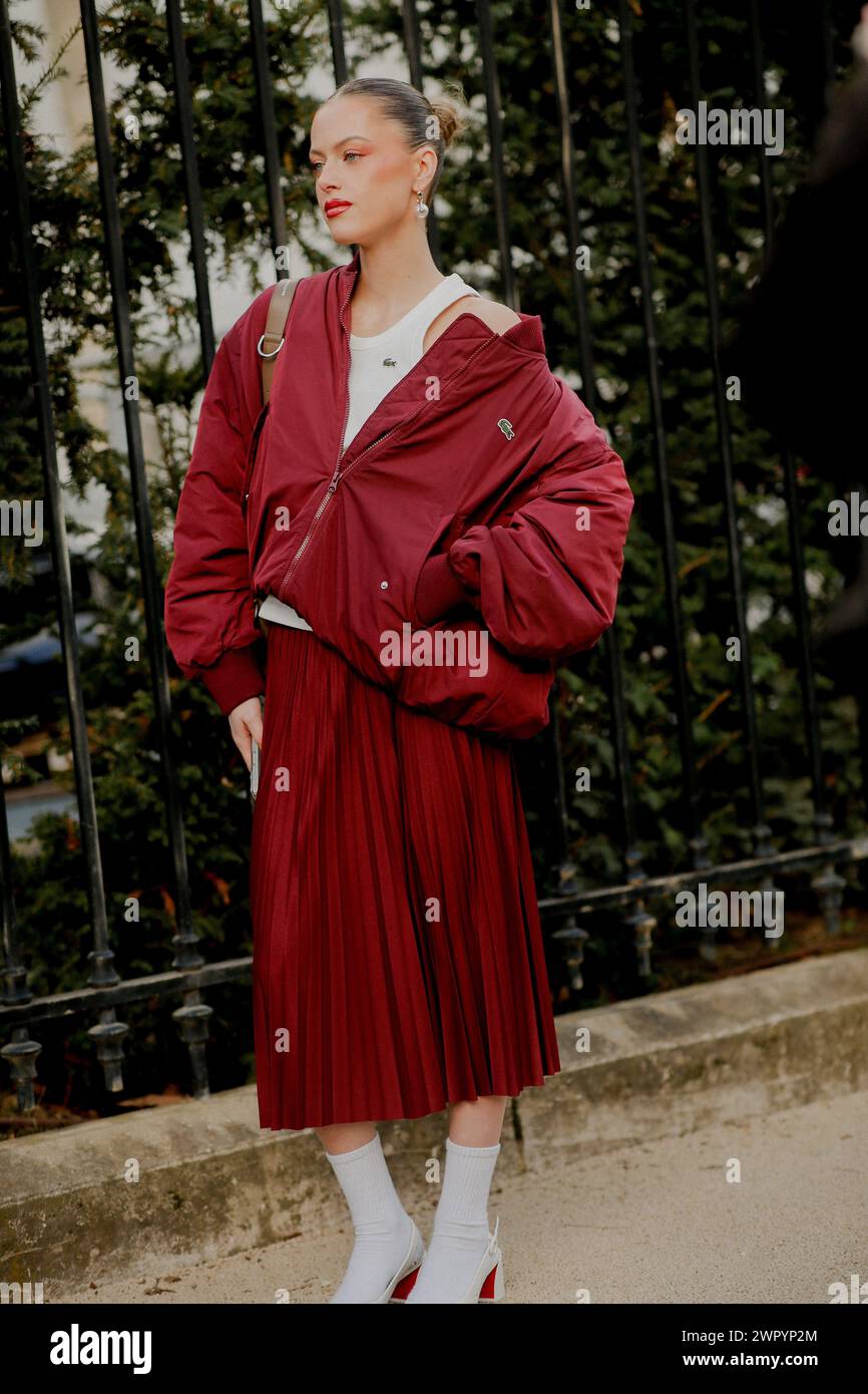 Paris, France. 05th Mar, 2024. Street style, Madie Poullet arriving at ...