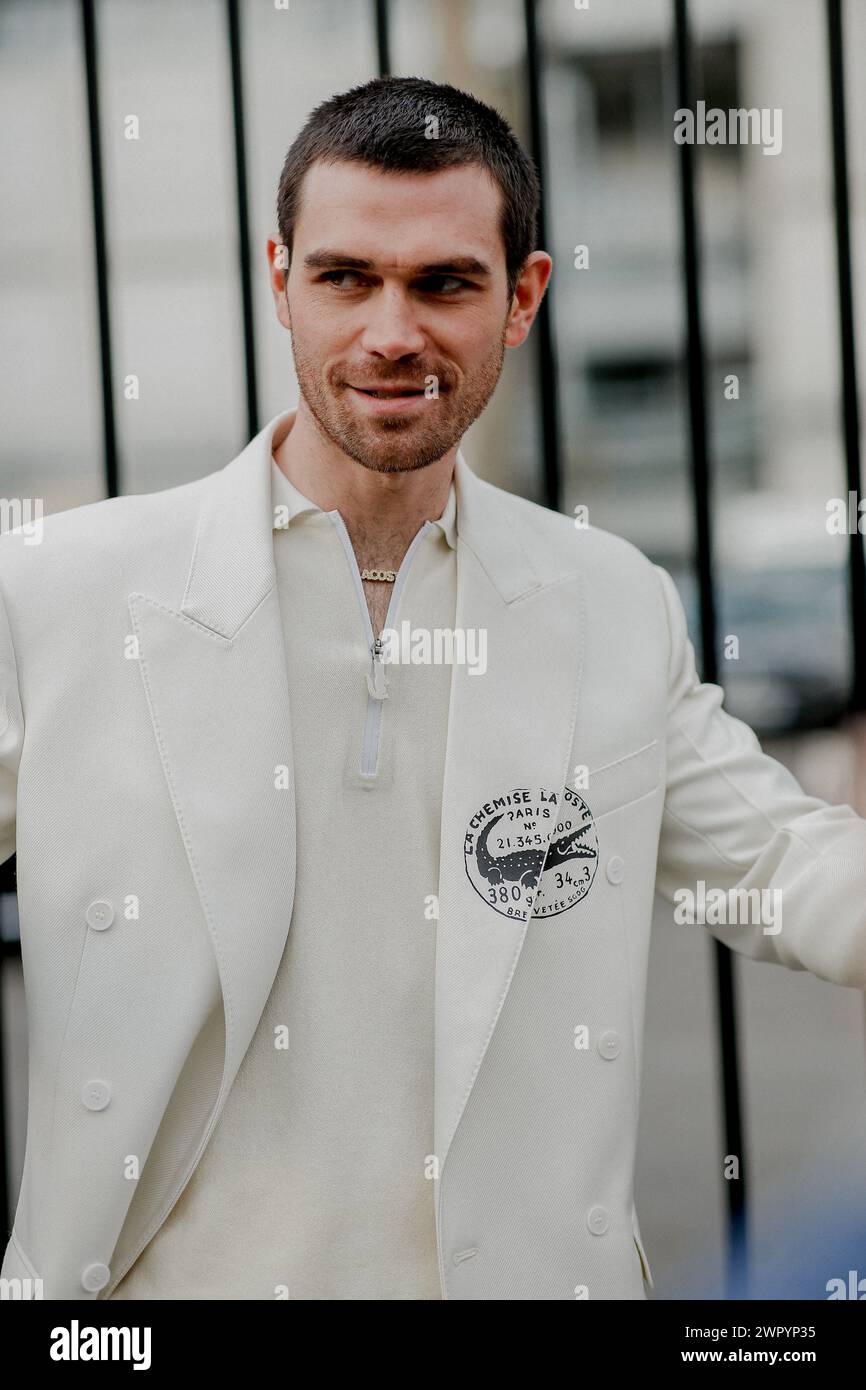 Paris, France. 05th Mar, 2024. Street style, KJ Apa arriving at Lacoste ...