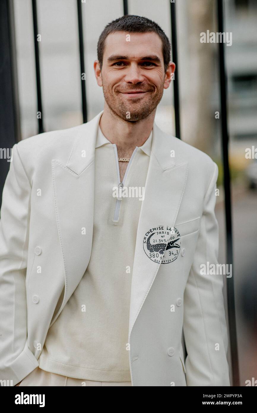 Paris, France. 05th Mar, 2024. Street style, KJ Apa arriving at Lacoste ...