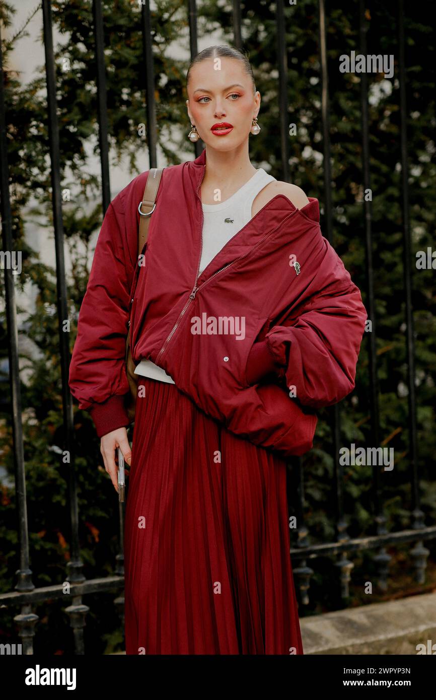 Paris, France. 05th Mar, 2024. Street style, Madie Poullet arriving at ...