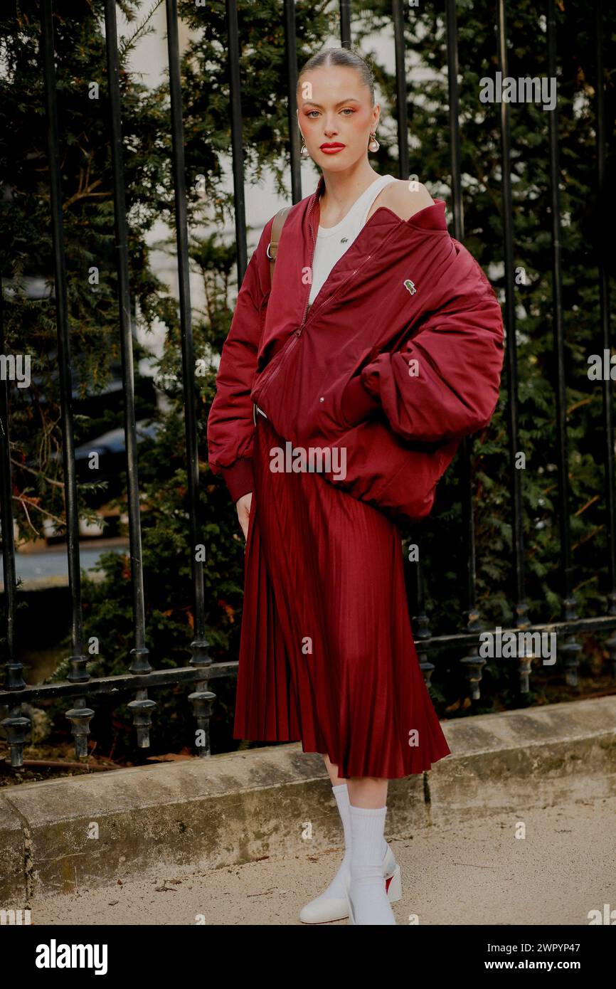 Paris, France. 05th Mar, 2024. Street style, Madie Poullet arriving at ...