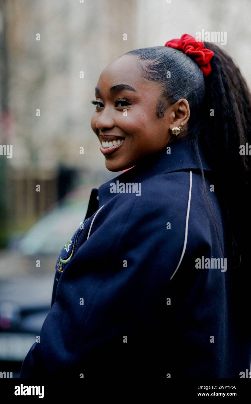Paris, France. 05th Mar, 2024. Street style, Sally arriving at Lacoste ...