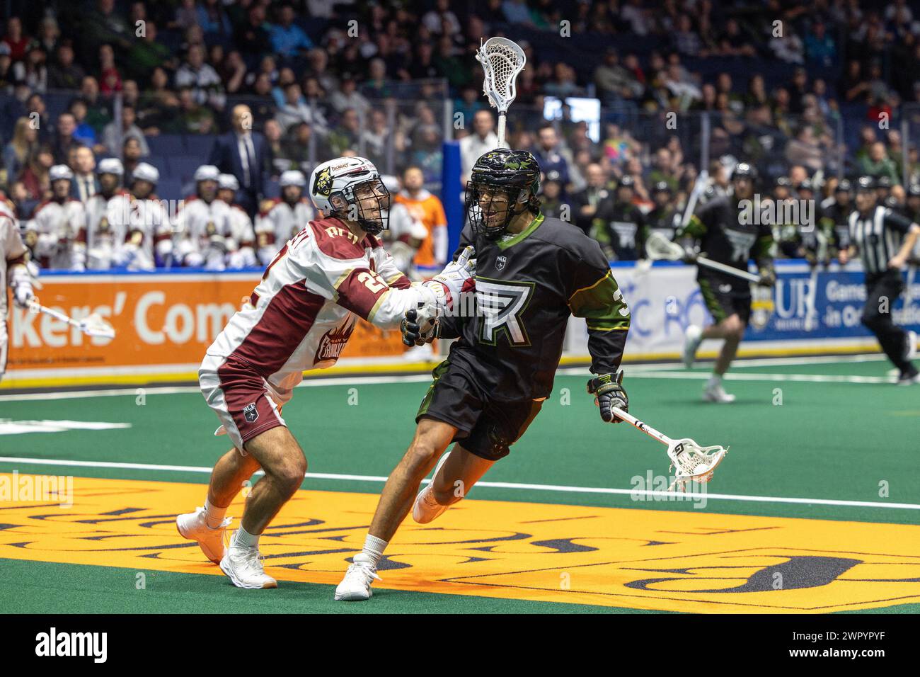 March 9th, 2024: Rochester Knighthawks defenseman Taylor Jensen (32 ...