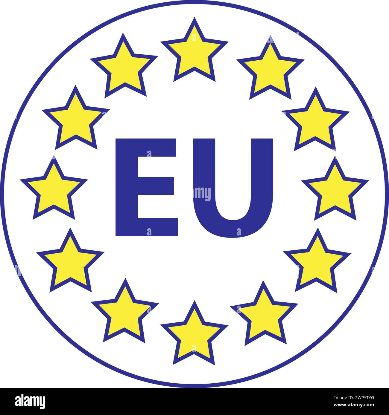 European union EU flag circular round sticker label icon symbol sign ...