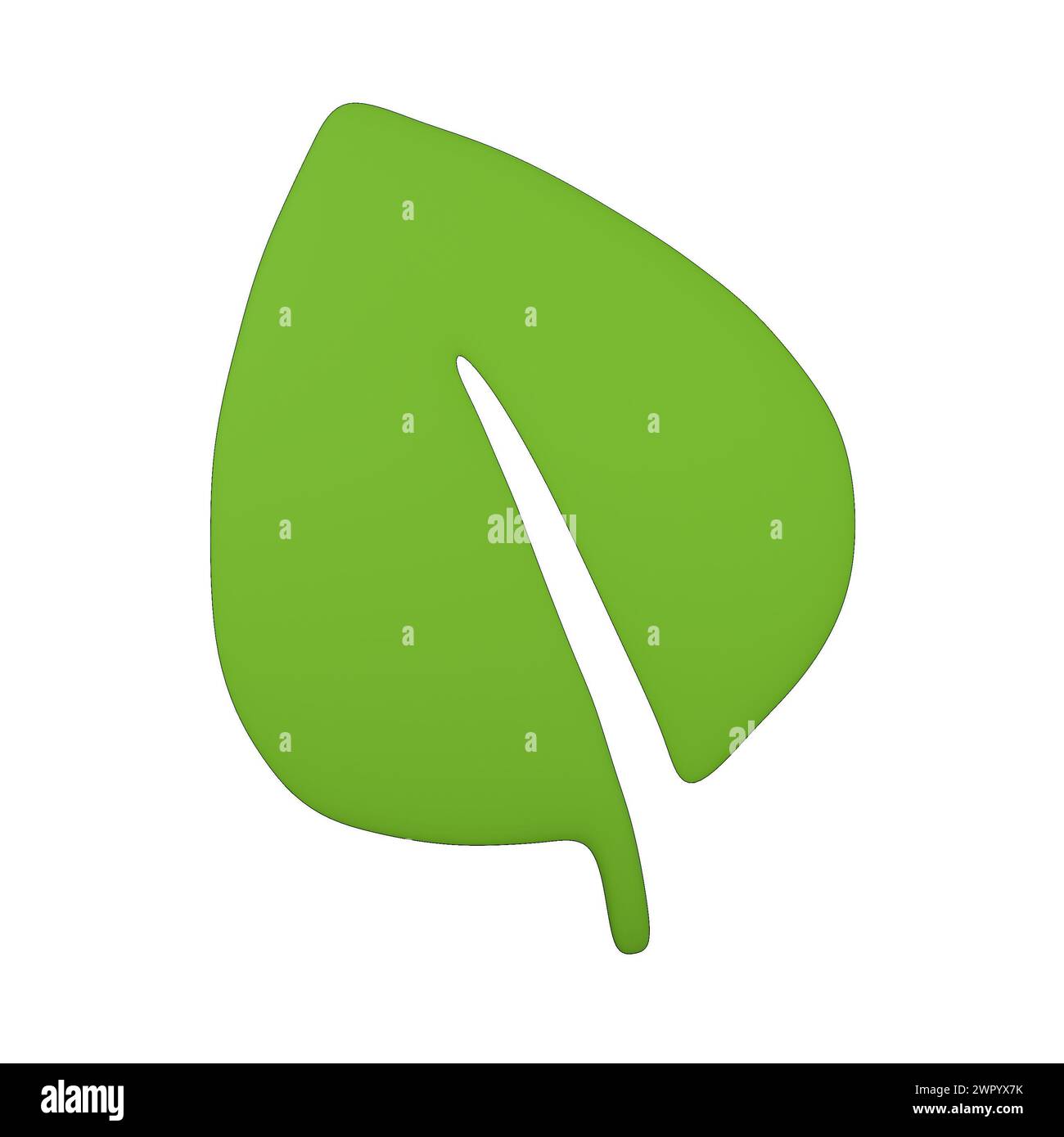 cartoon green leaf on a white background 3d rendering Stock Photo - Alamy