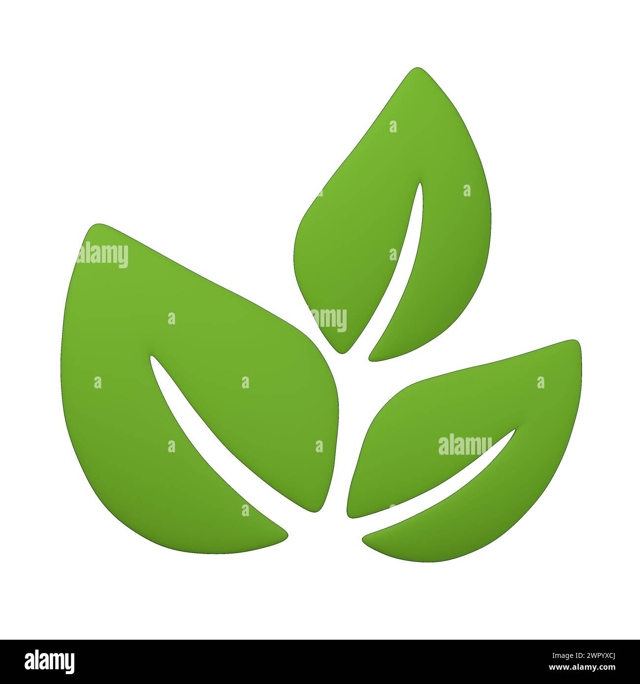 cartoon green leaf on a white background 3d rendering Stock Photo - Alamy