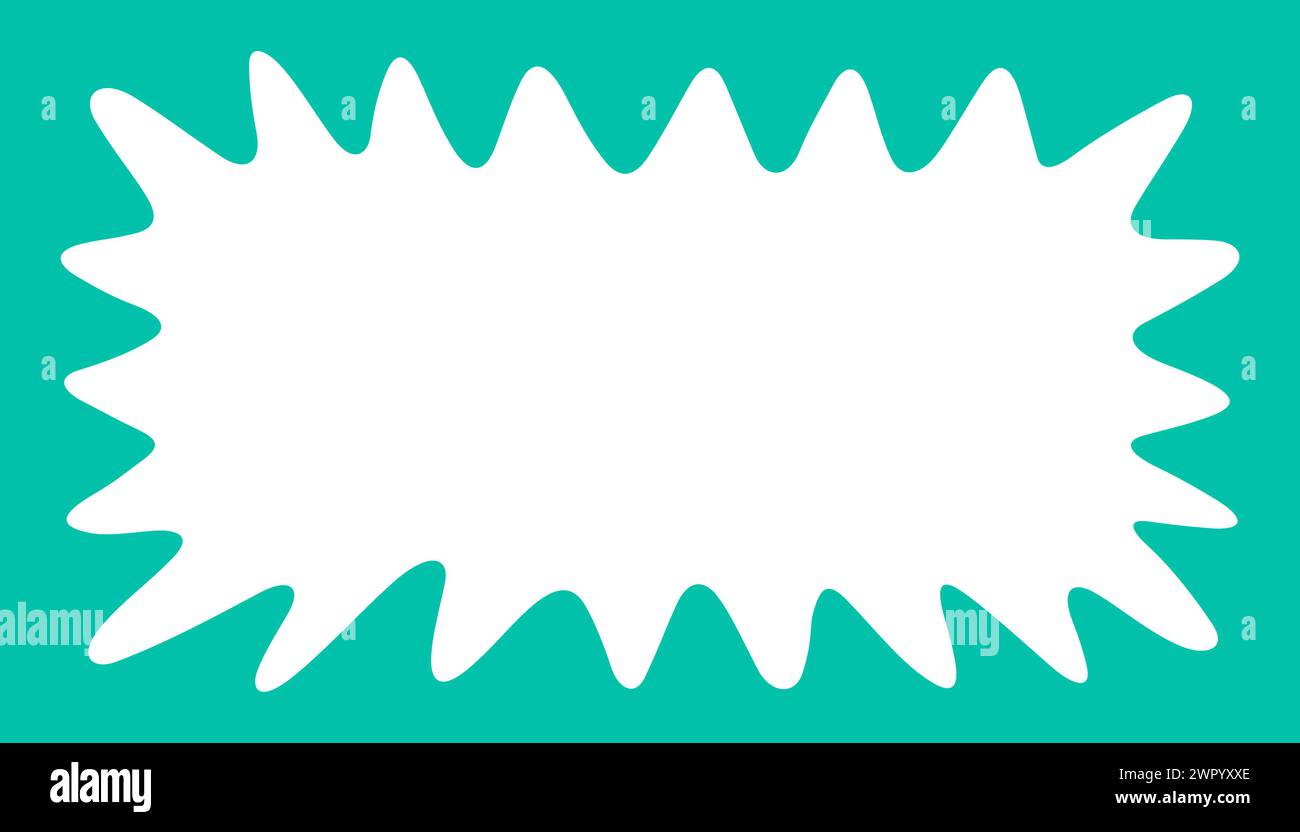 Wave rectangle frame. Doodle scalloped edge border with wavy pattern ...