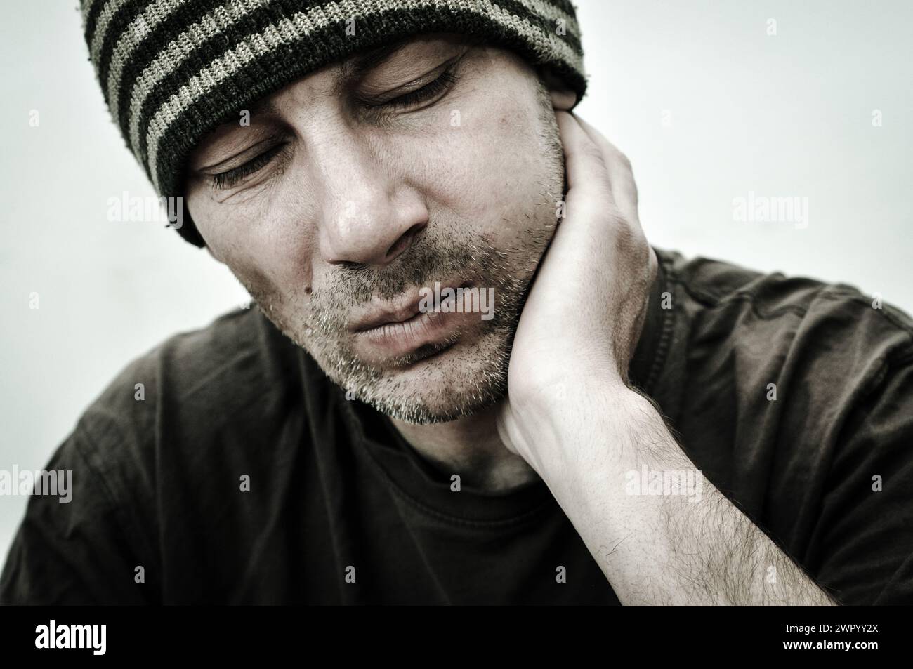 Dental problems. Portrait of unhealthy man suffering acute toothache ...