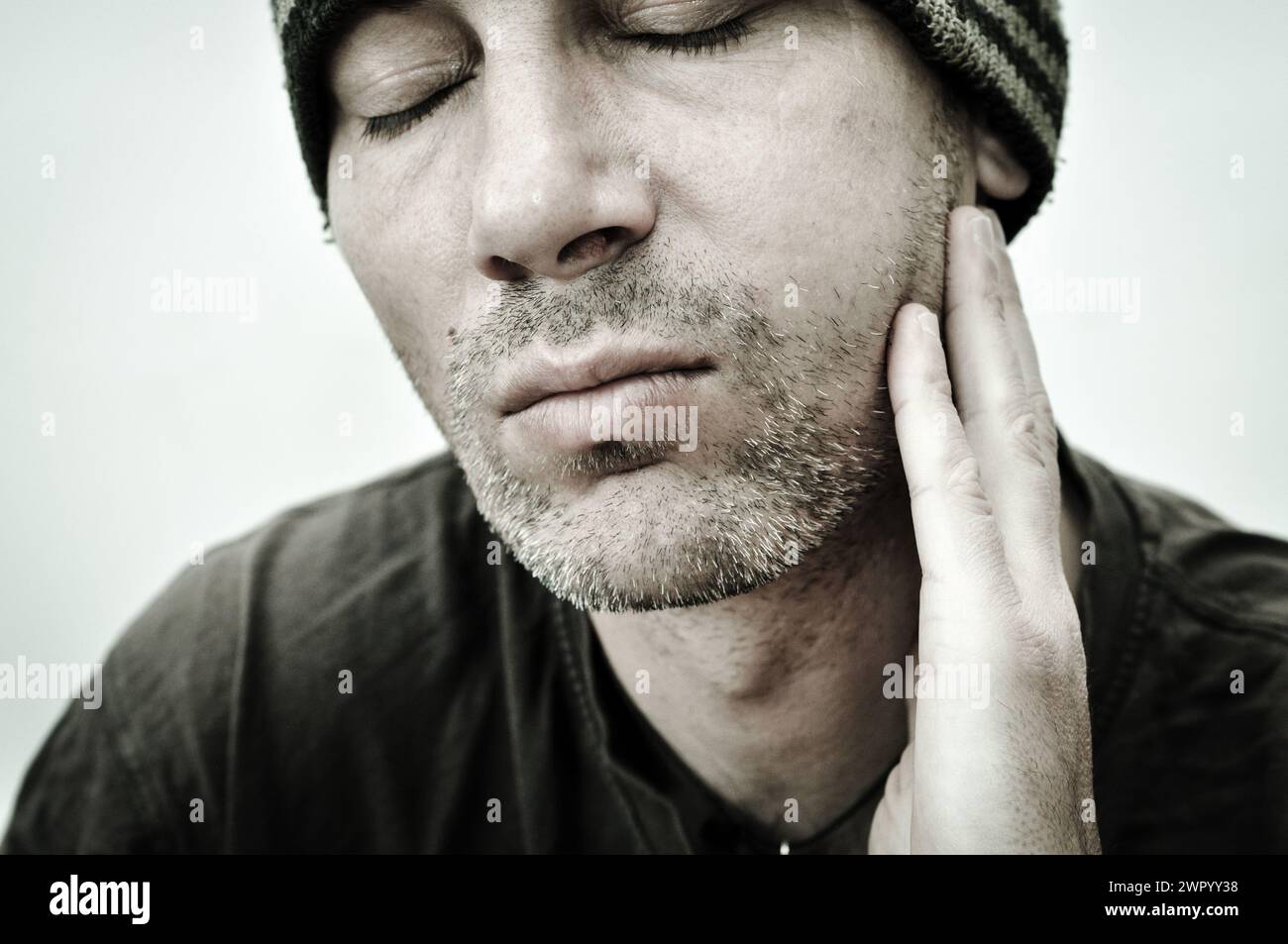 Dental problems. Portrait of unhealthy man suffering acute toothache ...