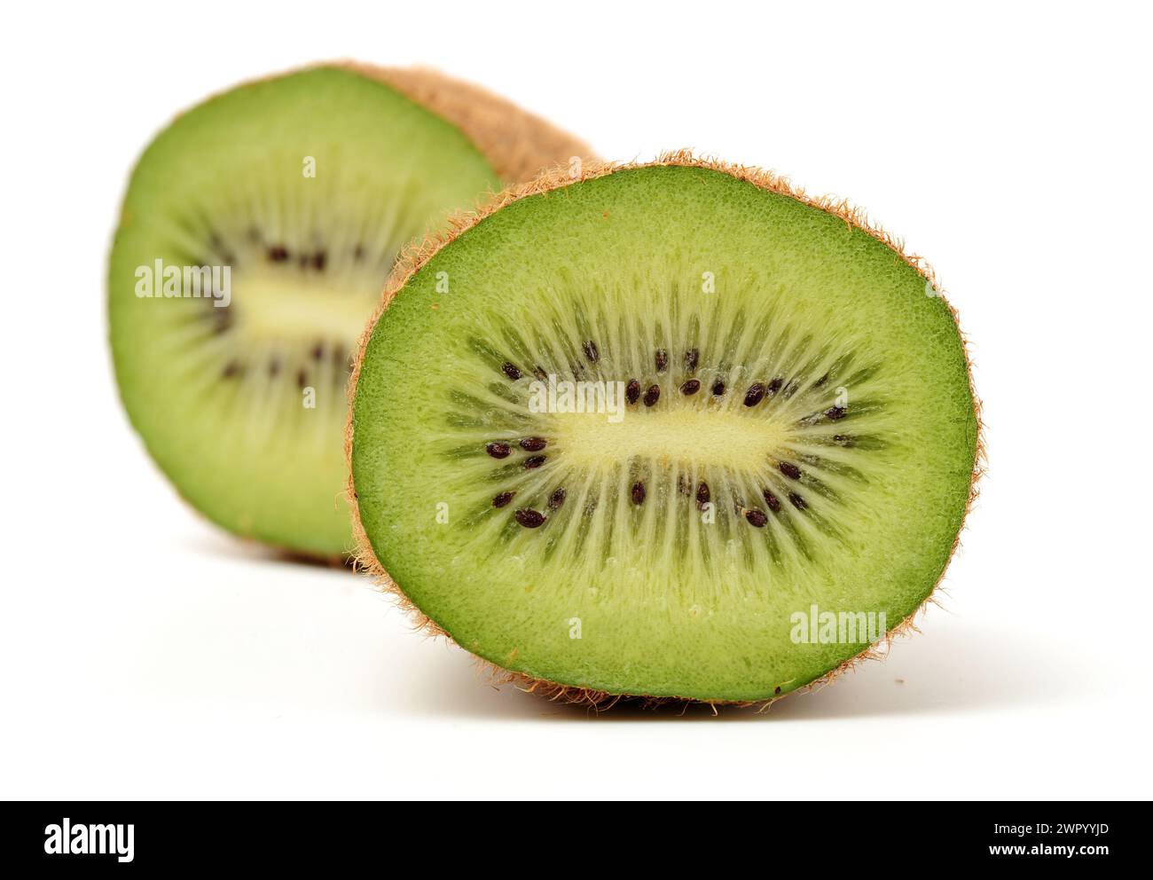 Whole kiwi fruit and his sliced segments isolated on white background ...