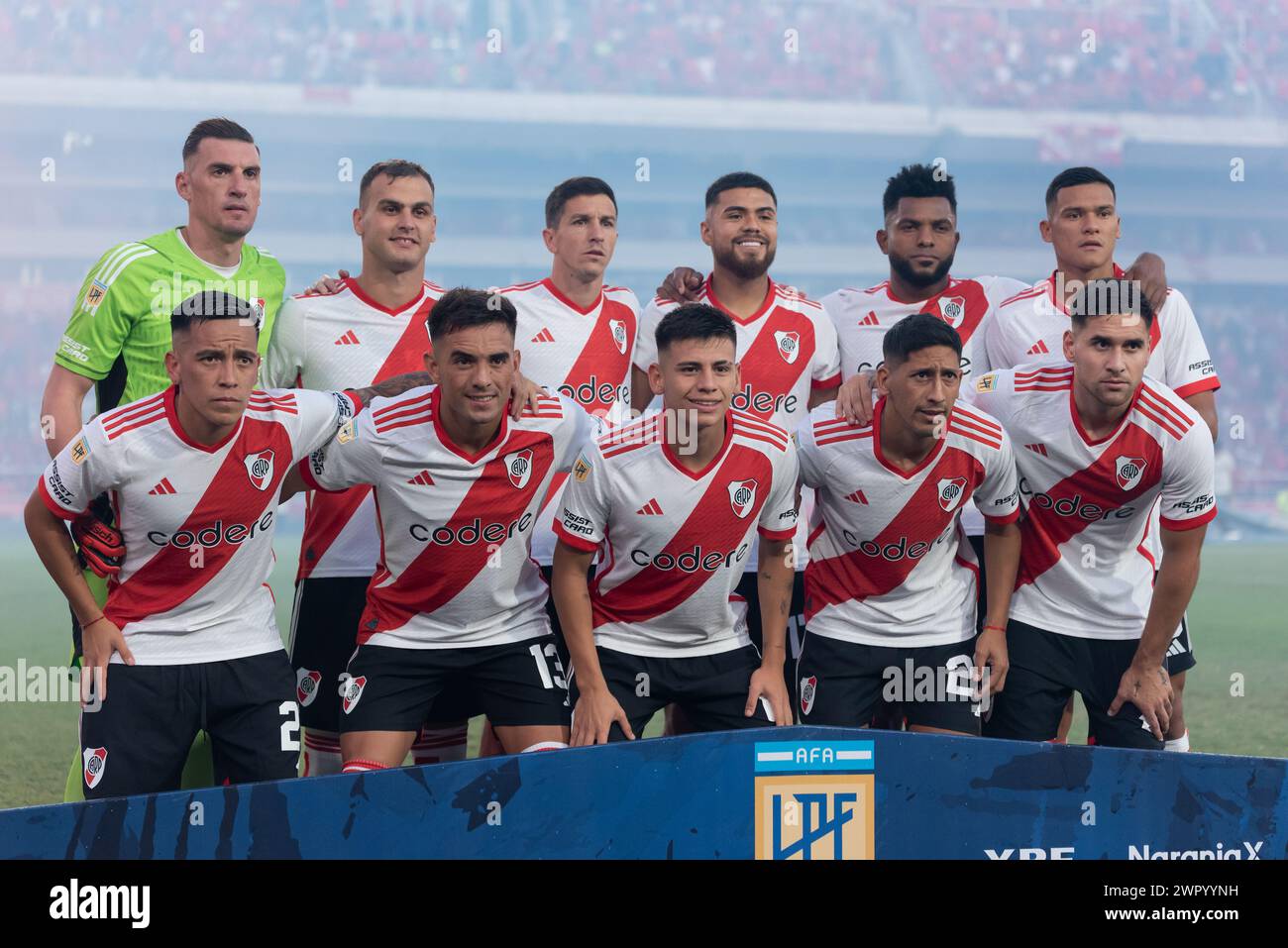 Avellaneda, Argentina. 9th March, 2024. River Plate team before the ...
