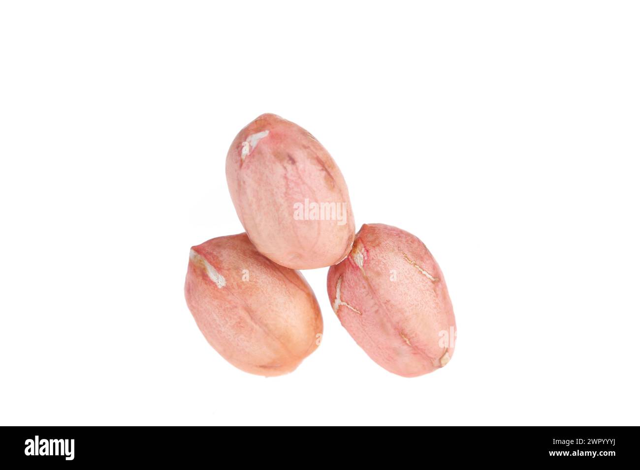 Peeled peanut kernels isolated on a white background, shot up close ...