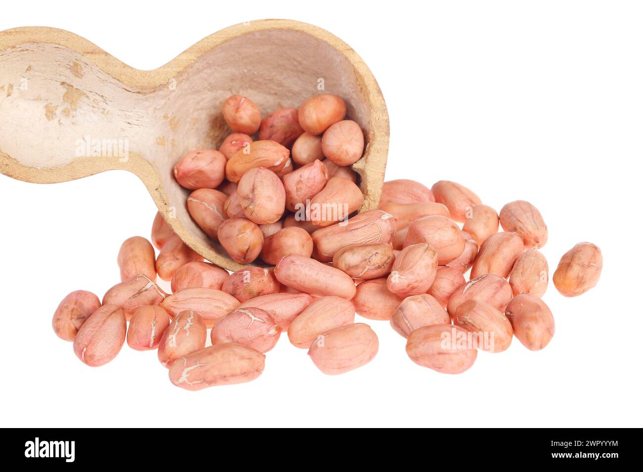 Peeled peanut kernels isolated on a white background, shot up close ...