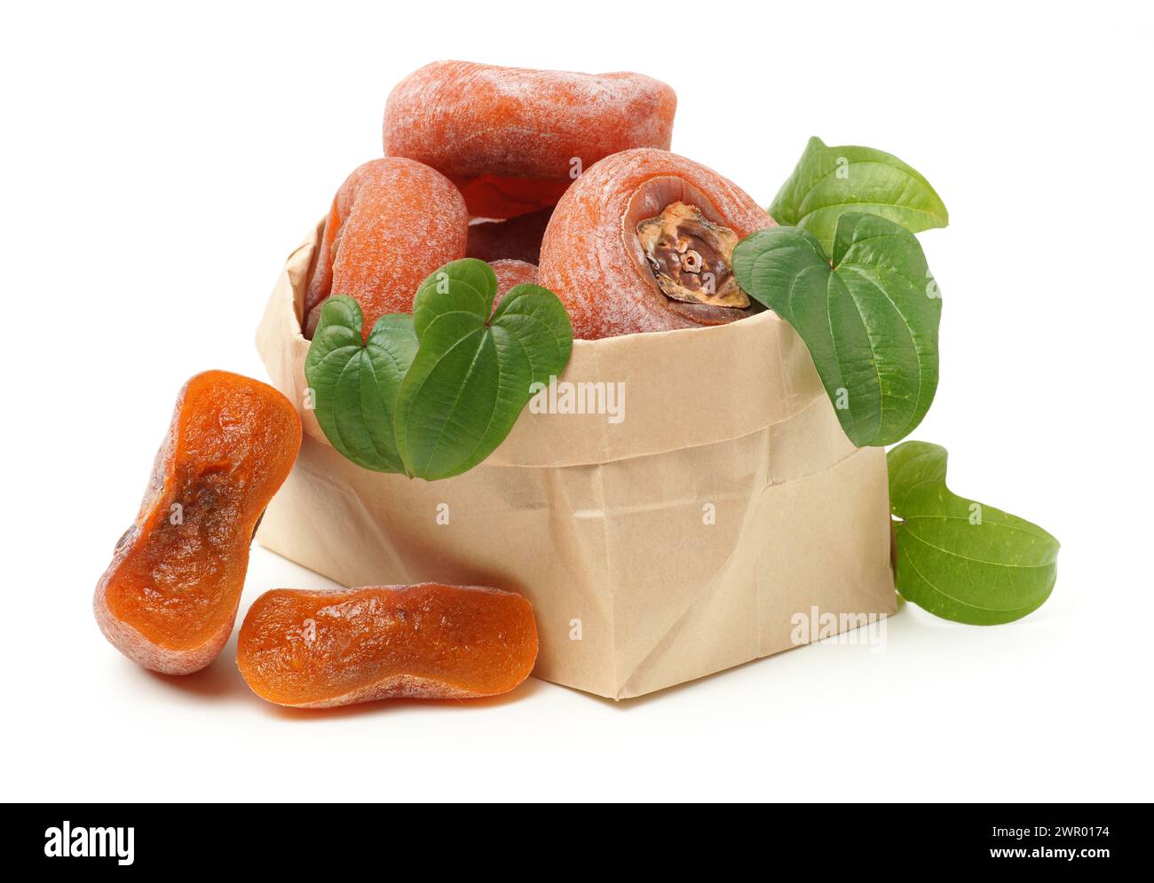dried persimmon on white background Stock Photo - Alamy
