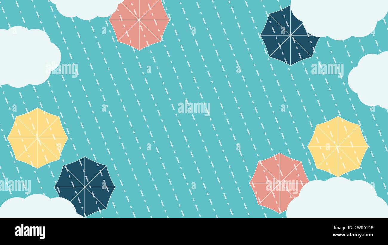 Background material of the sky with colorful umbrellas and rain clouds ...